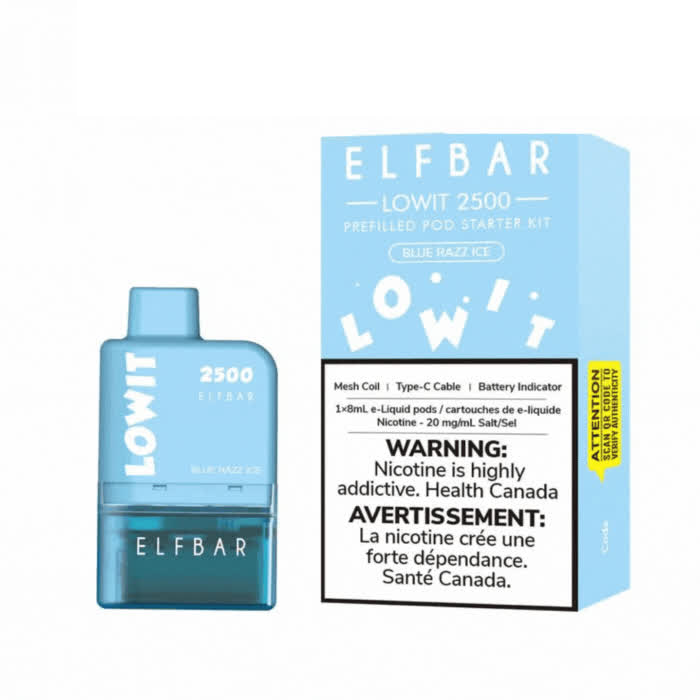 Elf Bar Lowit Pre-filled Pod Blue Razz Ice Starter Kit – Bliss Vapes